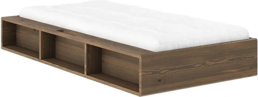 Jednolůžková postel z borovicového dřeva bez čela s roštem 90x200 cm v tmavě přírodní barvě Ziggy – Karup
