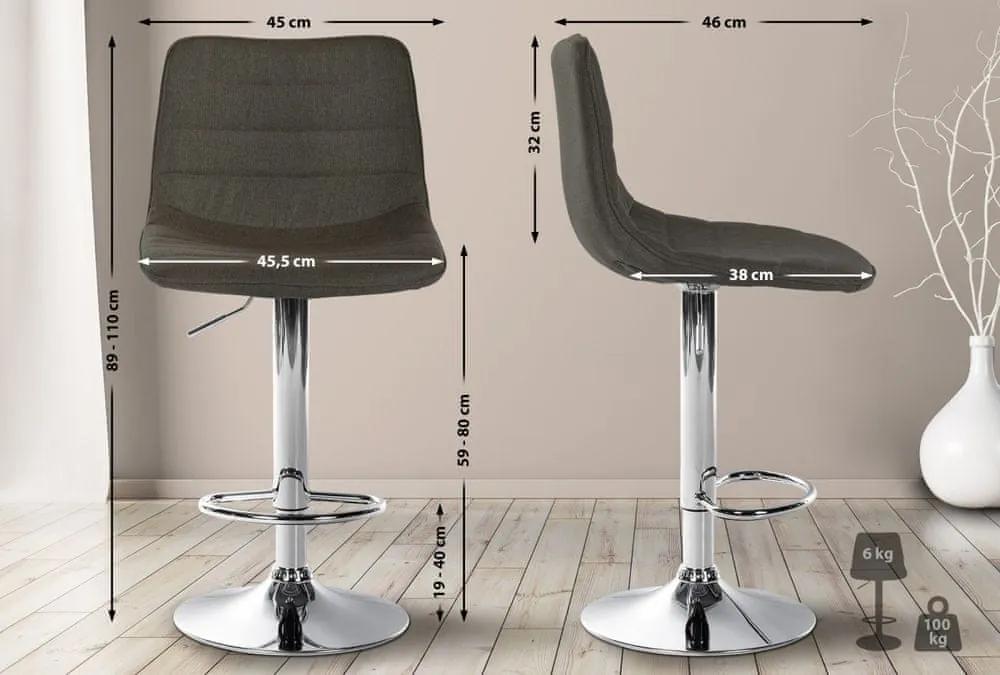Bhm germany Barová židle Lex, textil, chromová podnož / taupe