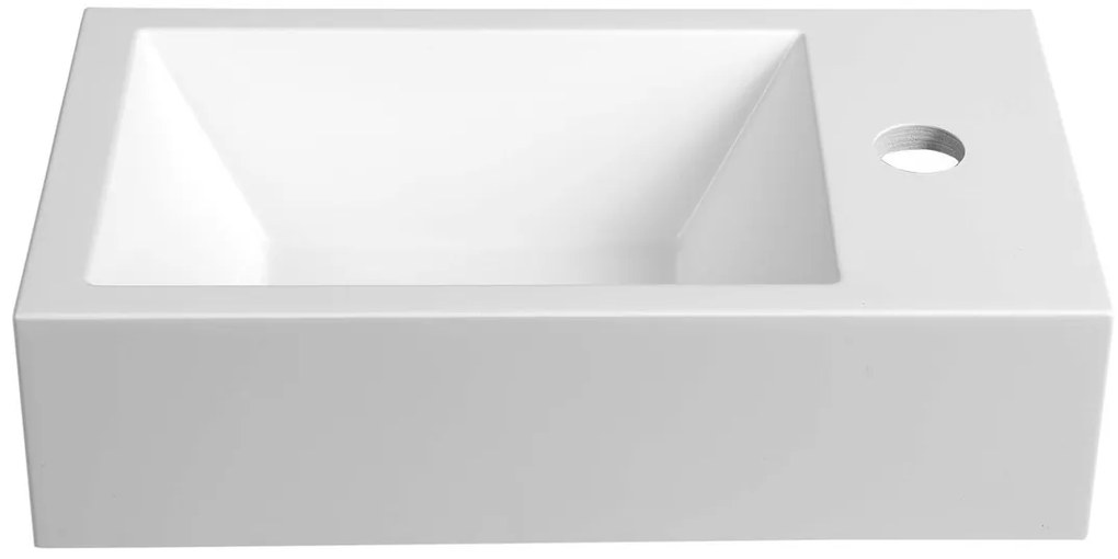 Sapho, AMAROK litý mramor umyvadlo 40x11x22cm, bílé, baterie vpravo, AR500