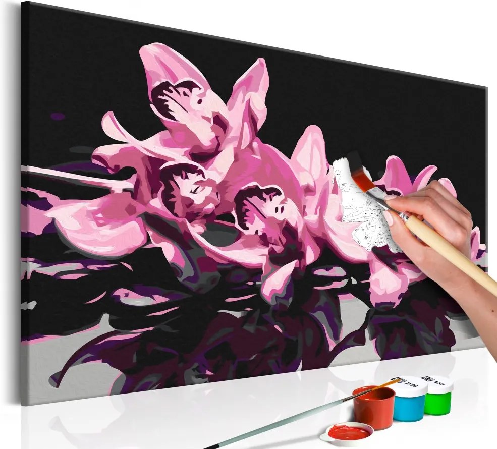 Bimago Malování podle čísel - Pink Orchid (Black Background) | 60x40 cm