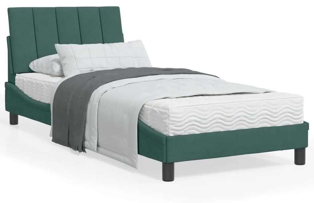 vidaXL Rám postele s čelem tmavě zelený 80x200 cm samet