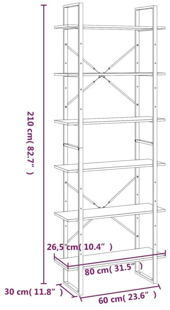 Petromila Vysoký regál šedý sonoma 100 x 30 x 210 cm kompozitní dřevo