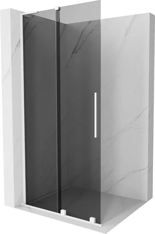Mexen Velar L, posuvná sprchová zástěna Walk-in 100 x 200 cm, 8mm šedé sklo, bílá matná, 871-100-003-43-20