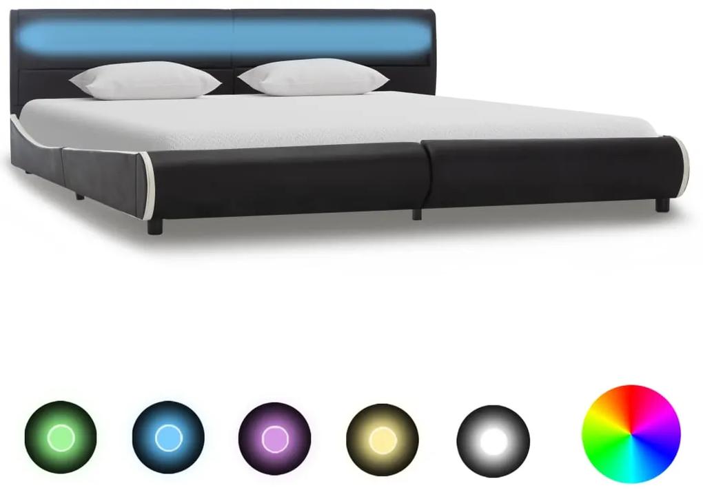285025 vidaXL Rám postele s LED světlem černý umělá kůže 180 x 200 cm