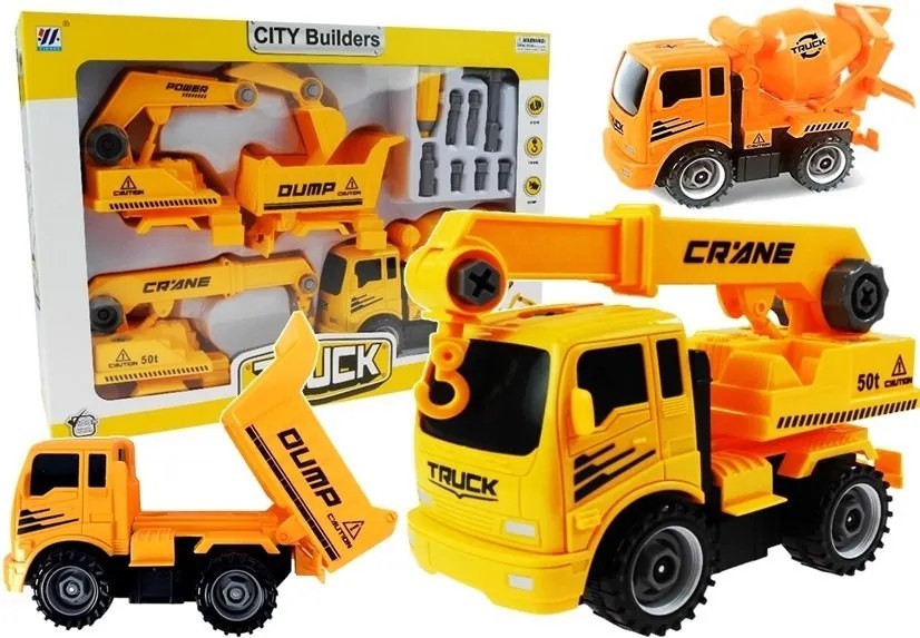 LEAN Toys Sada vozidel na šroubování – betonová míchačka a sklápěč