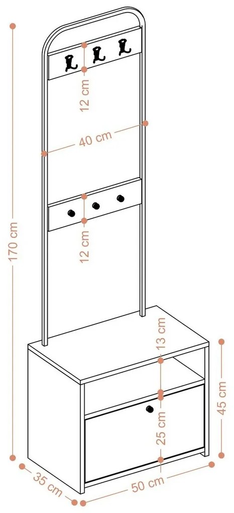 Věšák s botníkem Quinn White and Black