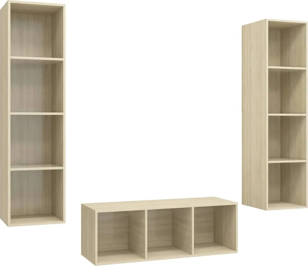 3dílný set TV skříněk dub sonoma kompozitní dřevo 3079757