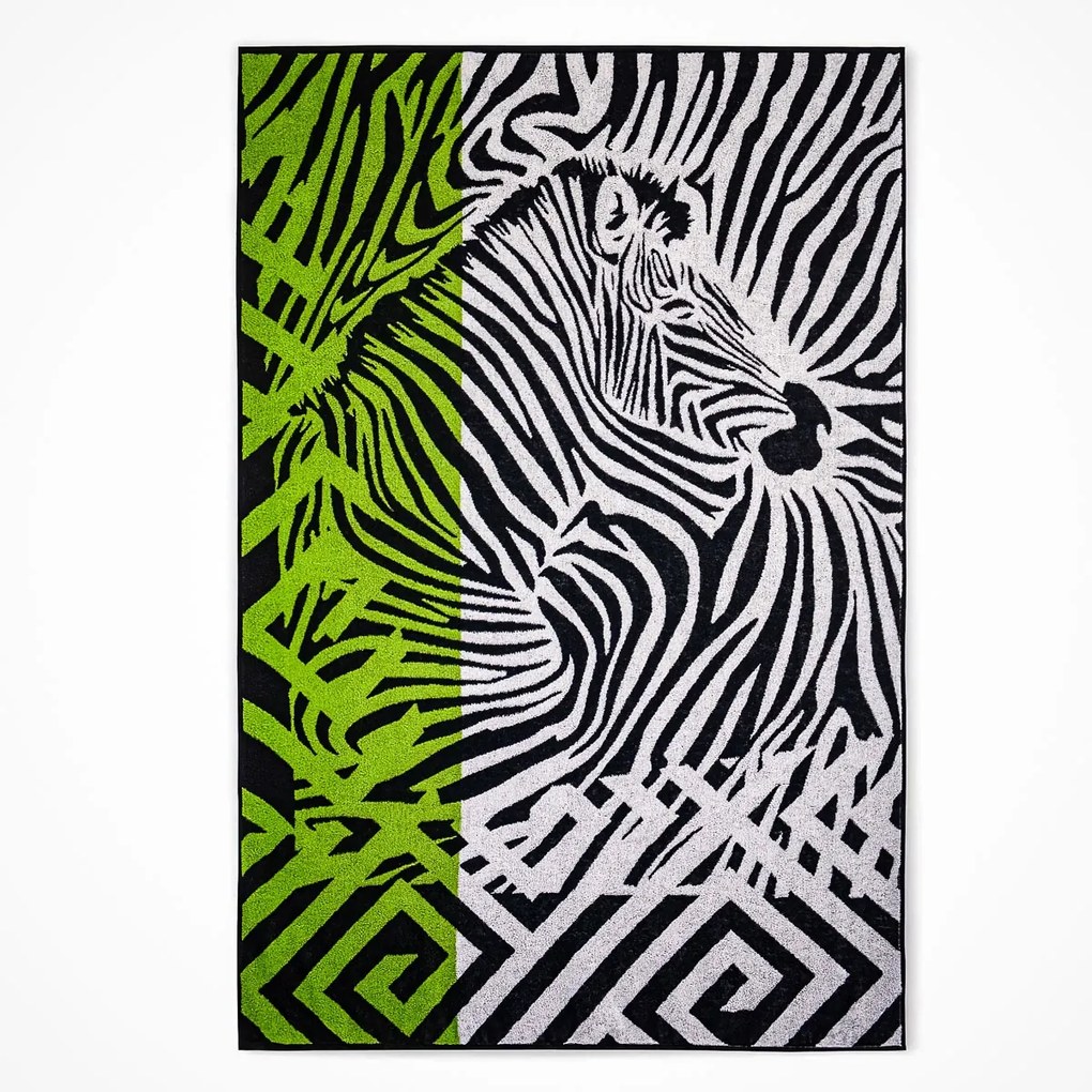 Olzatex plážová osuška ZEBRA, zeleno-černá, froté, 100x160cm