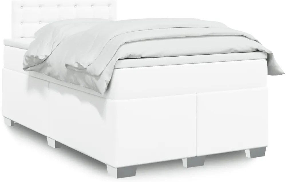 Box spring postel s matrací bílá 120x190 cm umělá kůže 3286113