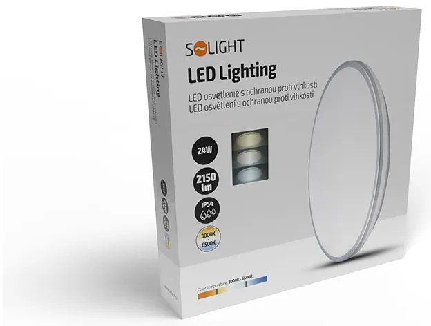 Solight LED osvětlení s ochranou proti vlhkosti, IP54, 24W, 2150lm, 3CCT, 38cm