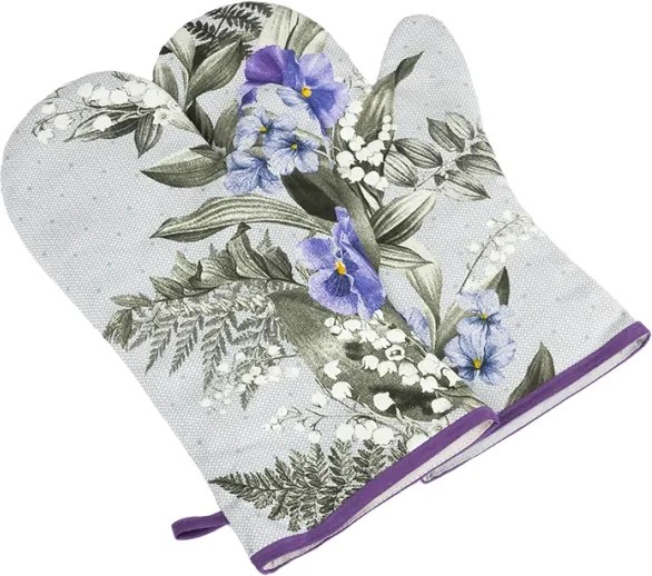 Bellatex Grilovací rukavice 2ks 20x36 cm Maceška Fialová,Šedá