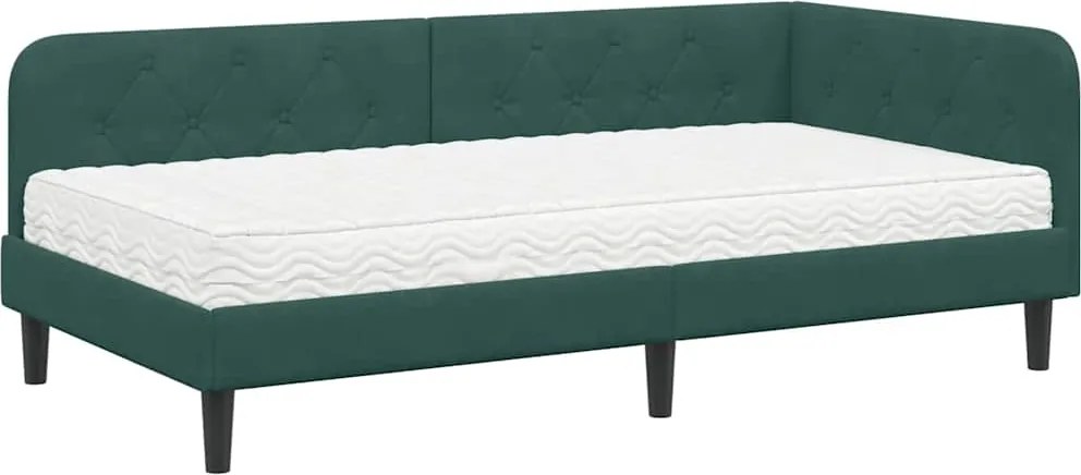 Rohový rám postele Tmavě zelená 90 x 200 cm samet 3394156