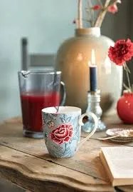 Pip Studio Flower Festival sada 2 hrnků 440ml, modrá (Sada 2 XL hrnků v dárkovém balení )