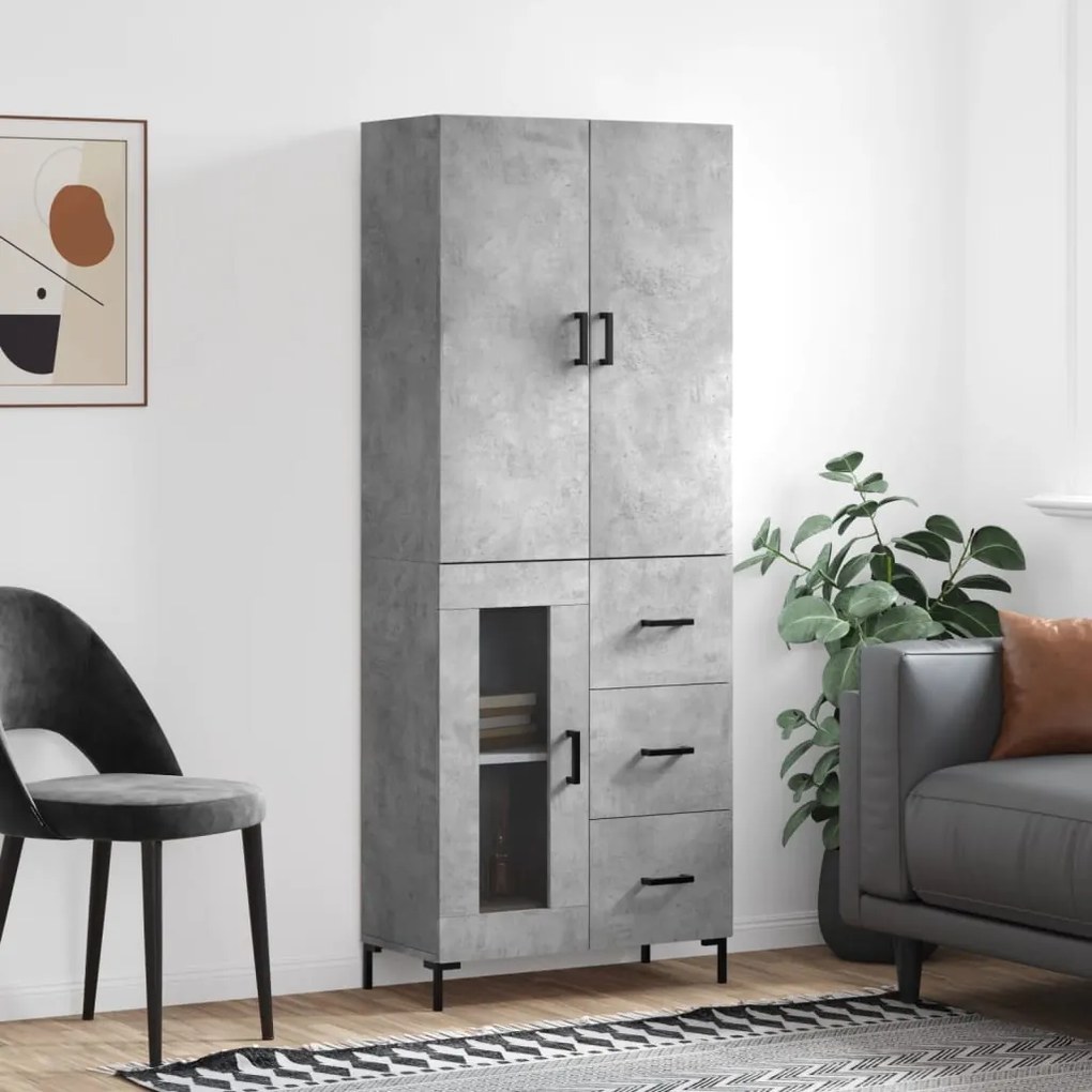 Skříň highboard betonově šedá 69,5x34x180 cm kompozitní dřevo