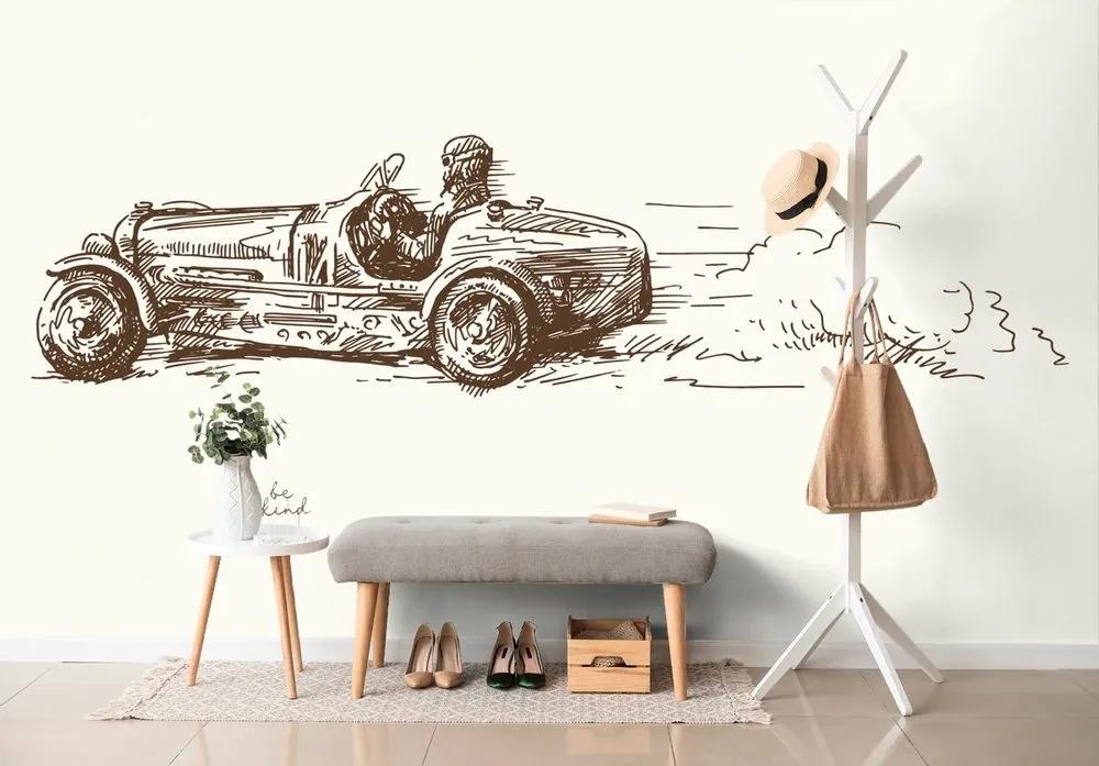 Samolepící tapeta retro závodní auto - 150x100 cm