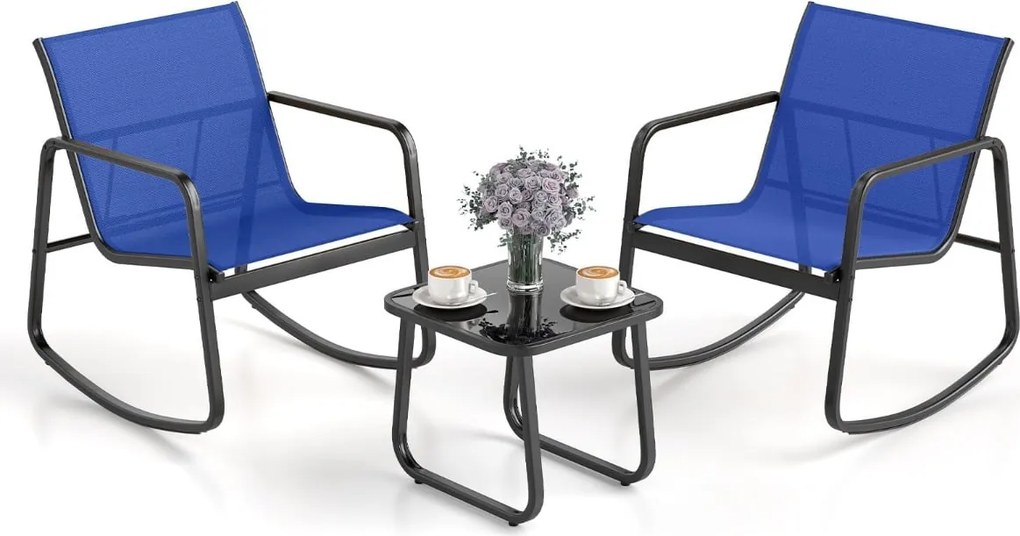 Costway 3 ks. Sada zahradního nábytku s 2 židlemi a stolem Balkonová sada