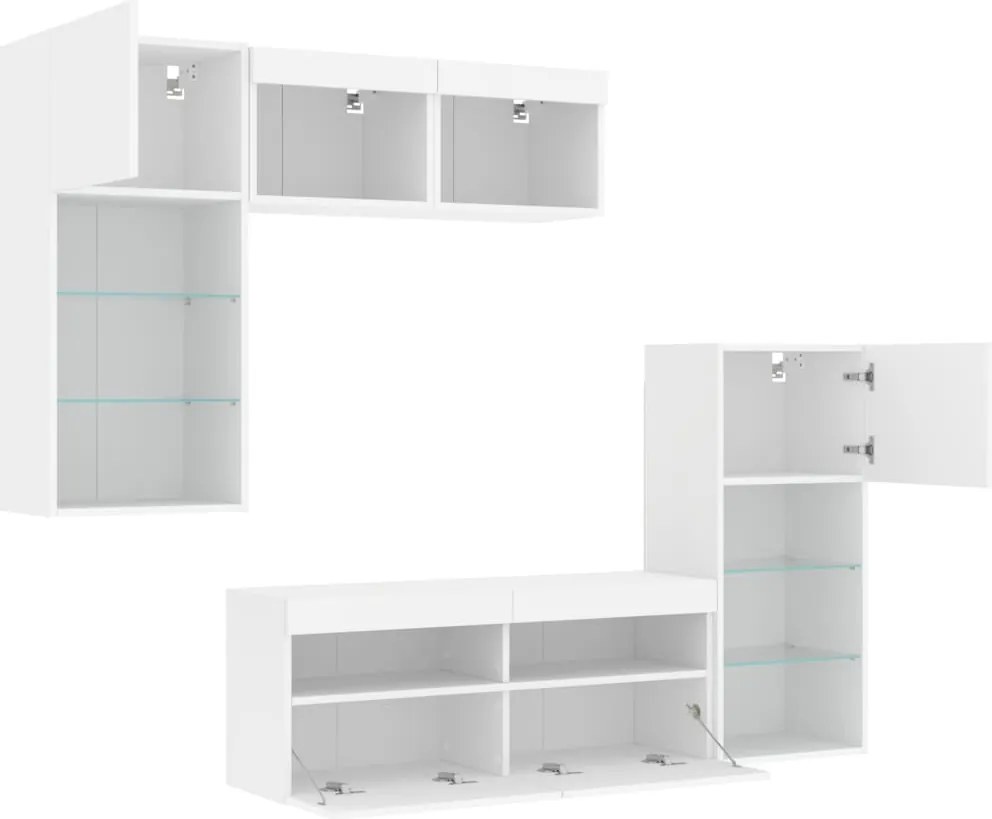 5dílná obývací stěna s LED osvětlením bílá kompozitní dřevo 3216725