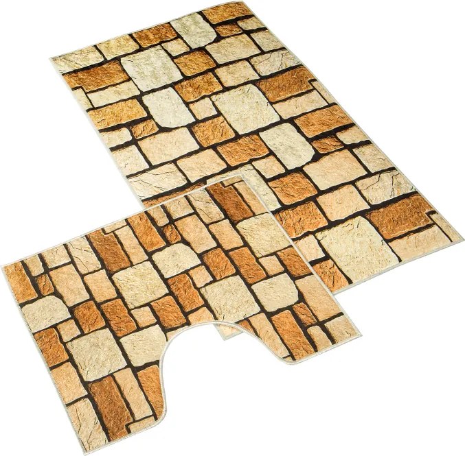 Bellatex 3D tisk sada Béžová,Hnědá 60x100 cm, 60x50 cm (SADA)