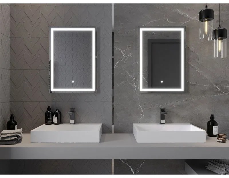 Mexen Miko, LED koupelnové zrcadlo s podsvícením 50 x 70 cm, 6000K, ochrana proti zamlžování, 9819-050-070-611-00