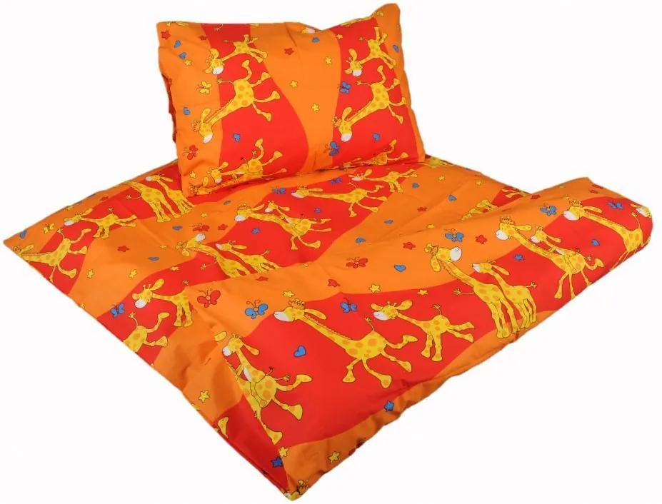 Čas na spaní Dětské bavlněné povlečení Žirafa oranžová Rozměr: 140x200 + 70x90