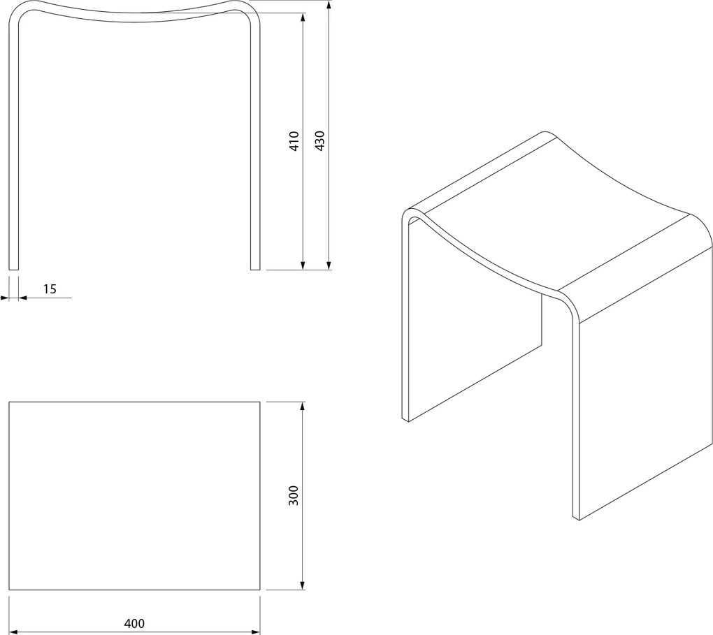 Sapho Koral koupelnová stolička 40 x 43 x 30 cm solid surface bílá mat WF462