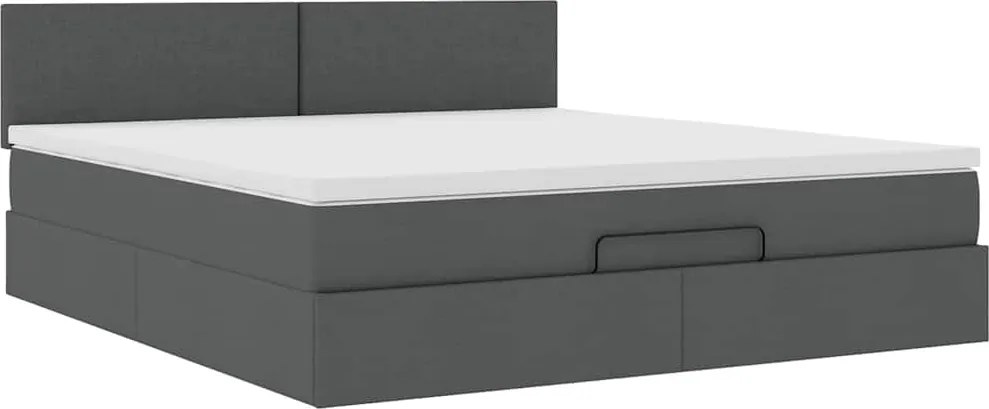 Osmanský rám postele s matrací tmavě šedá 160x200cm textil 3312237