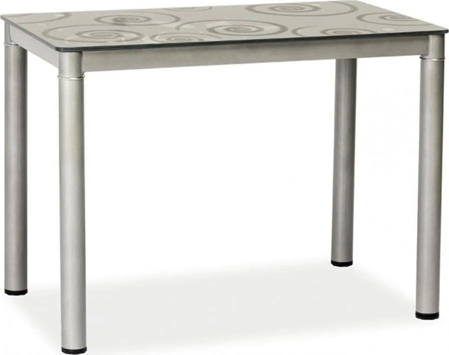 Nábytkáři ORFA DAMAR (DAMARSZ) jídelní stůl 100X60 šedý /šedé nohy, tvrzené sklo s ornamentem (S) (K150-E)
