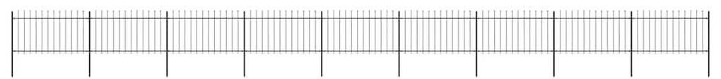 Zahradní plot s kopím nahoře ocelový 1506 x 100 cm černý 277619