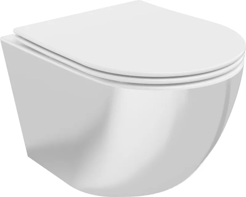 Mexen Lena wc mísa bezokrajová s pomalu spouštěným slim sedátkem, duroplast, bílá/stříbrná - 30224004