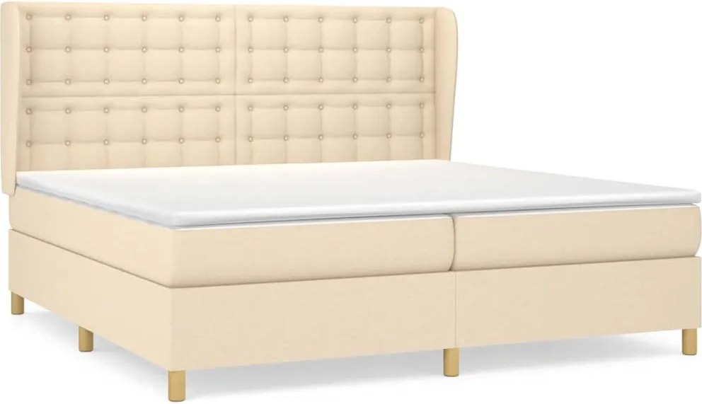 Box spring postel s matrací krémová 200x200 cm textil 3128874