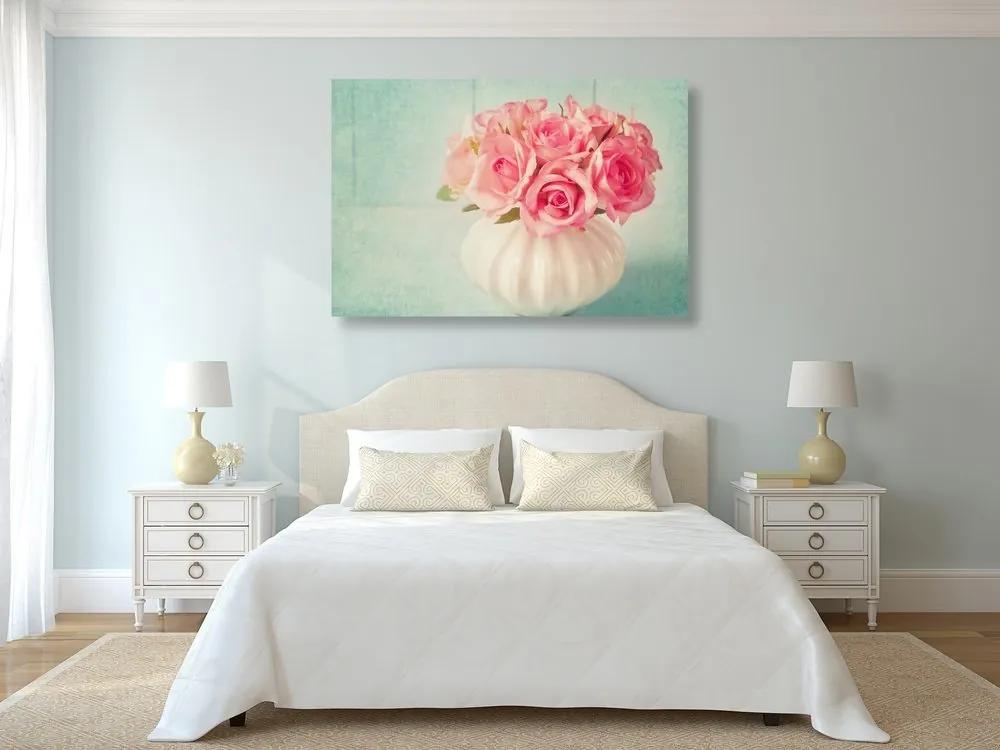 Obraz růže ve váze - 90x60 cm