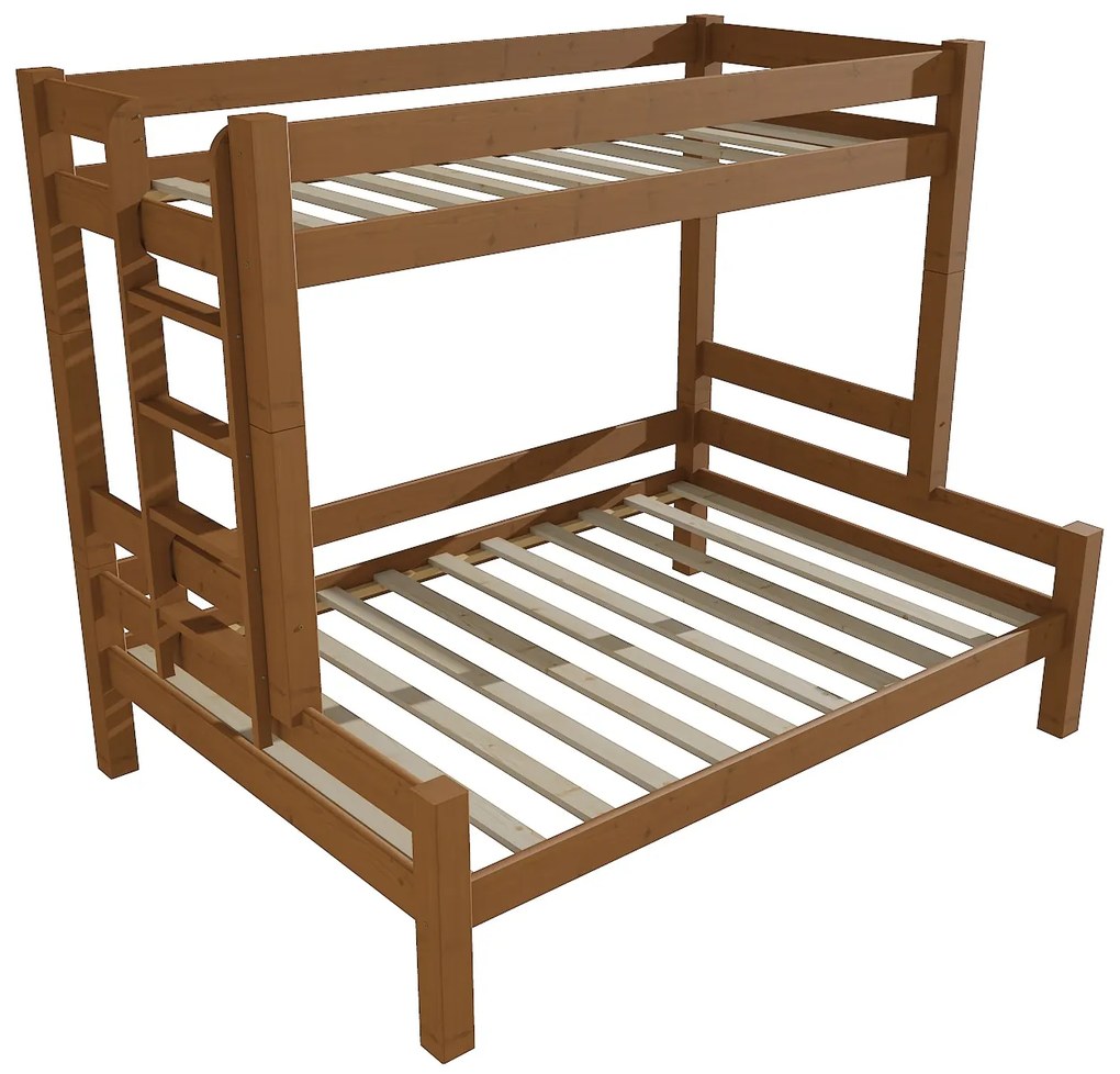 Vomaks Patrová postel s rozšířeným spodním lůžkem 8X8 06B Rozměr: 80/120 x 200 cm, Barva: bezbarvý lak, Varianta: vpravo