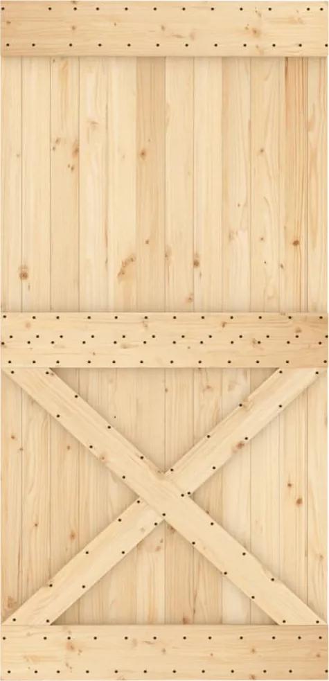 vidaXL Posuvné dveře s kováním 100 x 210 cm masivní borové dřevo [3203271]