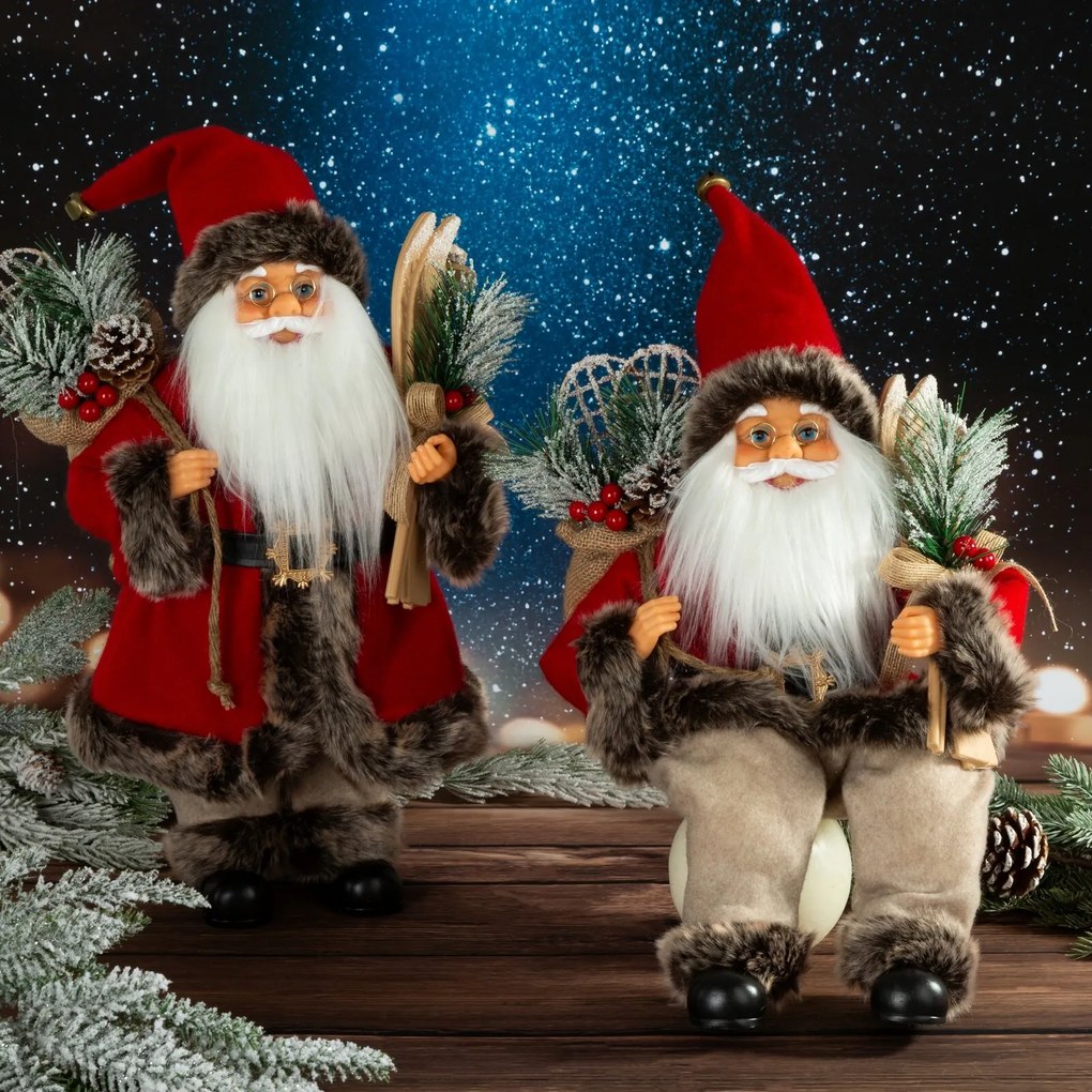 VÁNOČNÍ FIGURKA SANTA 40 CM ČERVENÁ