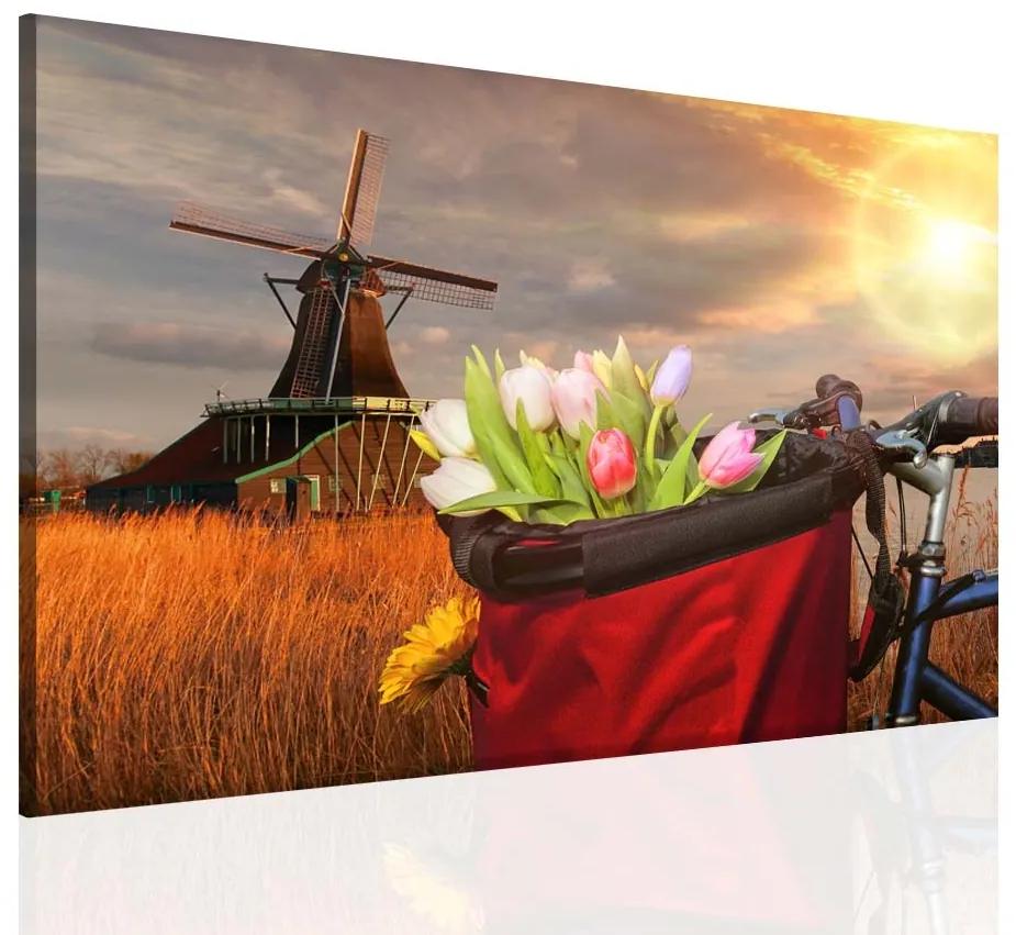 Malvis ® Obraz na zeď - tulipány v koši Velikost: 100x80 cm