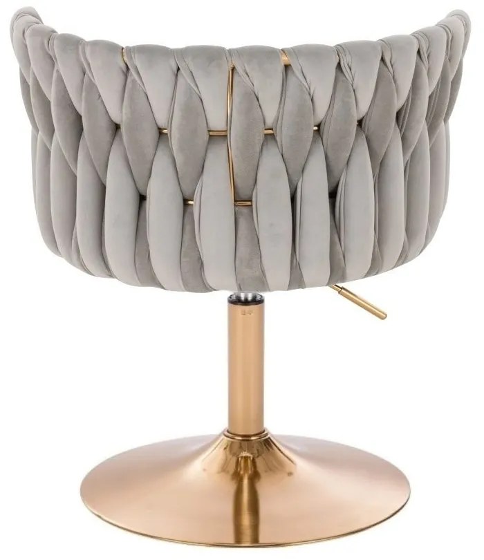 LuxuryForm DESIGN Otočná židle LYON VELUR na zlatém talíři - světle šedá