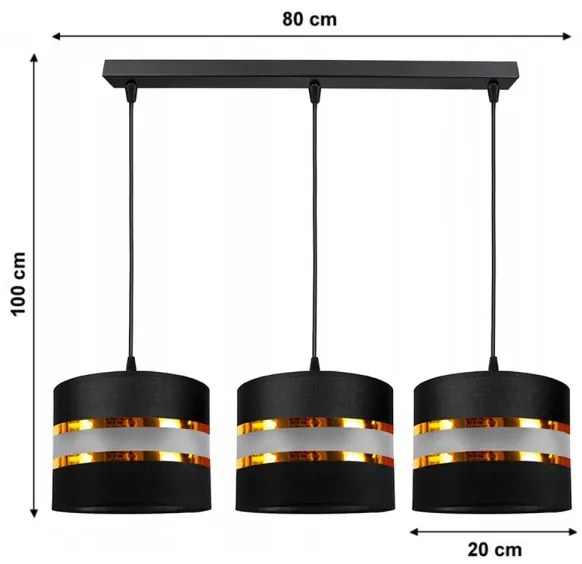 Lustr na lanku CORAL 3xE27/60W/230V černá