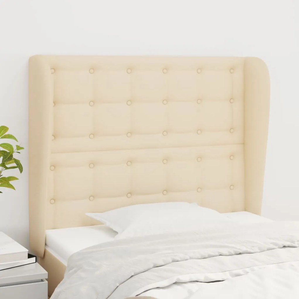 Čelo postele typu ušák krémové 103x23x118/128 cm textil 3118385