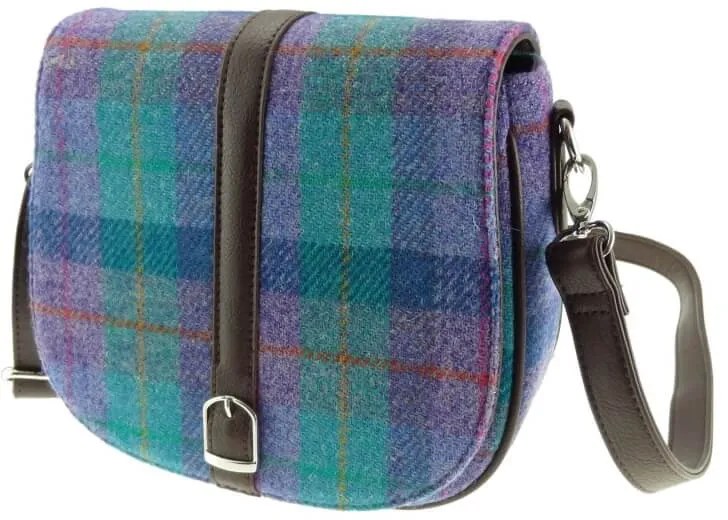Kabelka Beauly Harris Tweed - Green Purple Check