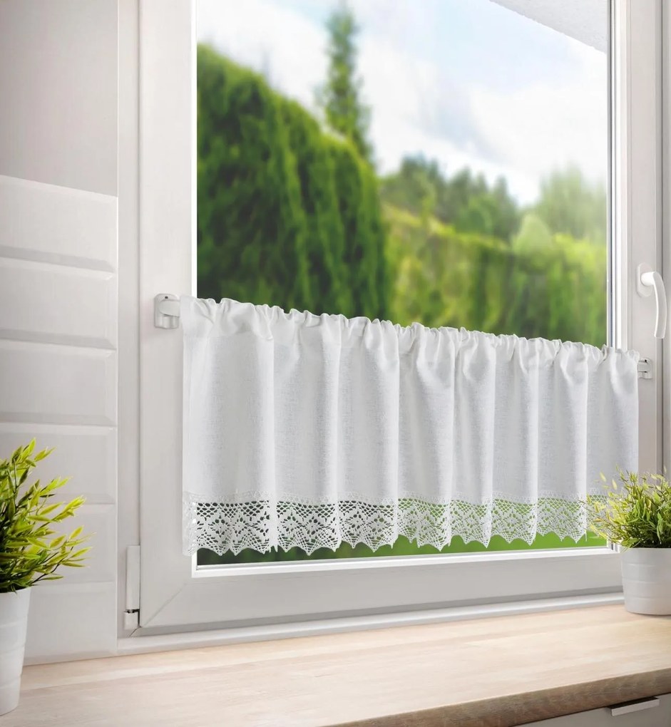 KRÁTKÁ ZÁCLONA NA PÁSCE CLARIE 150X30 CM BÍLÁ