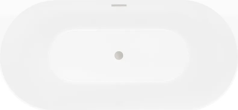 Mexen Oval Slim, volně stojící vana ke stěně, 170 x 80 cm, bílá-černá, ocelový přepad, 52661708075-97