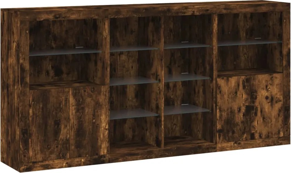 Příborník s LED osvětlením kouřový dub 202 x 37 x 100 cm 3209188