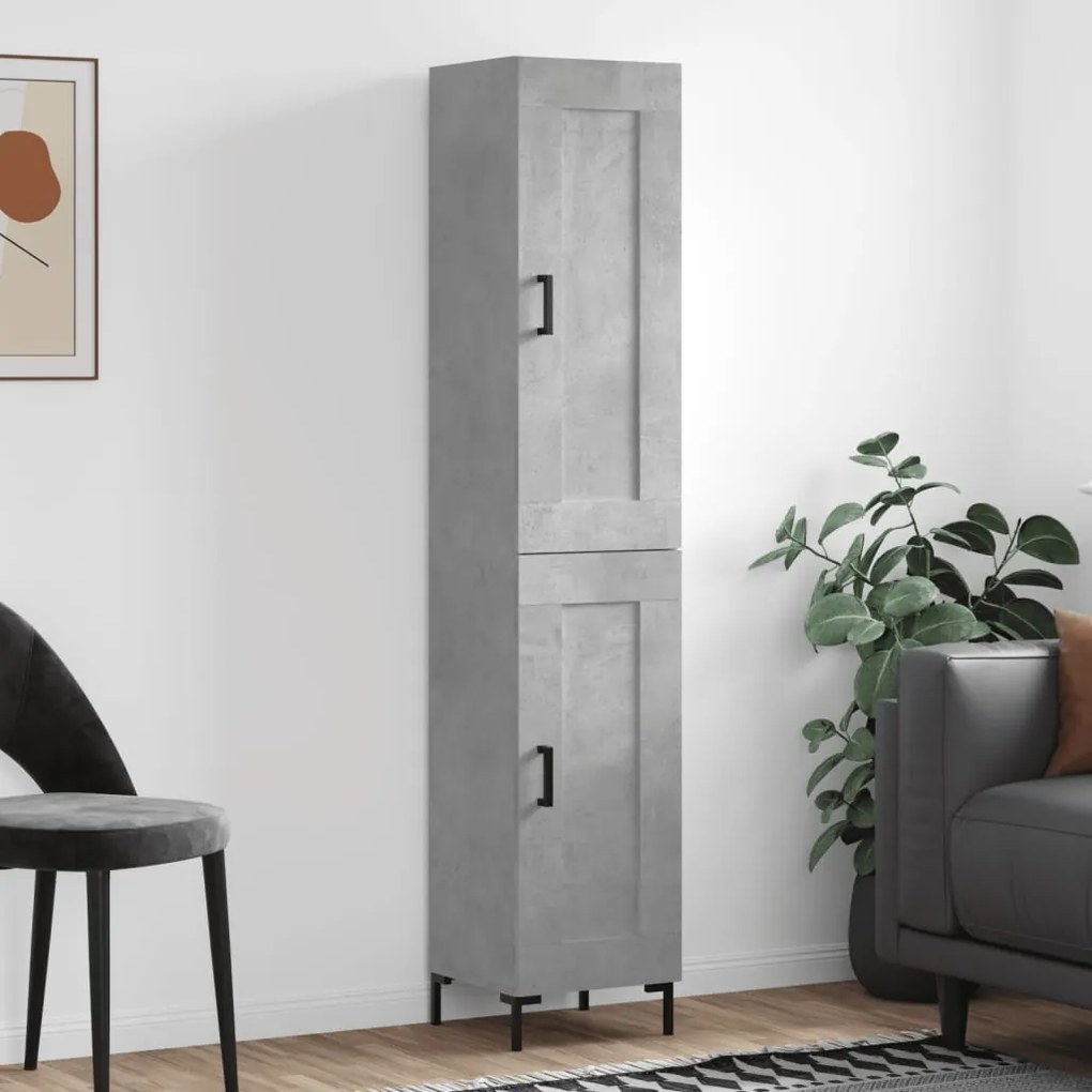 Skříň highboard betonově šedá 34,5x34x180 cm kompozitní dřevo