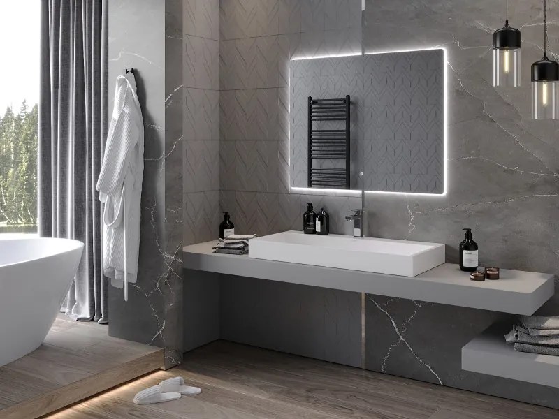 Mexen Sun, LED koupelnové zrcadlo s podsvícením 100x80 cm, 6000K, ochrana proti zamlžování, 9807-100-080-611-00