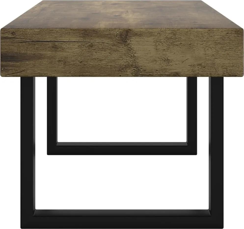 vidaXL Konferenční stolek a černý 90 x 45 x 40 cm MDF a železo [286100] Barva: tmavě hnědá
