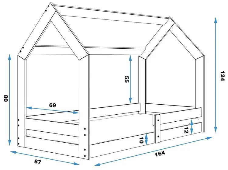 b2b1 BMS-group Dětská postel Domek 1 80x160 cm, hnědá + rošt a matrace ZDARMA