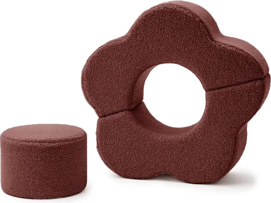 Hnědé pěnové hřiště 3 ks z materiálu bouclé výška 27 cm 88x90 cm – Meowbaby
