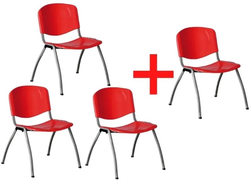 B2B Partner Konferenční židle VORNO 3+1 Zdarma, plast, červená
