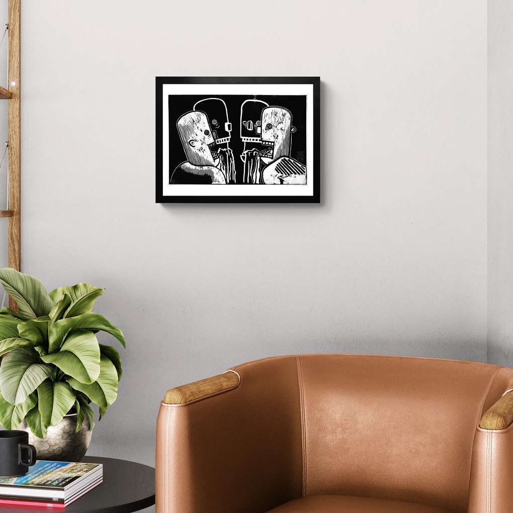 Hugo Rayman | Skupinová terapia Rám: Bílý, Velikost: 50 x 70 cm