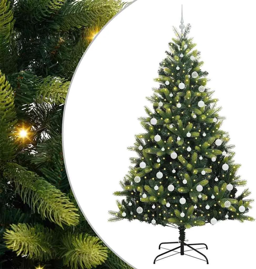 Umělý skládací vánoční stromeček 300 LED Zelená 210 cm PVC a PE 3396003